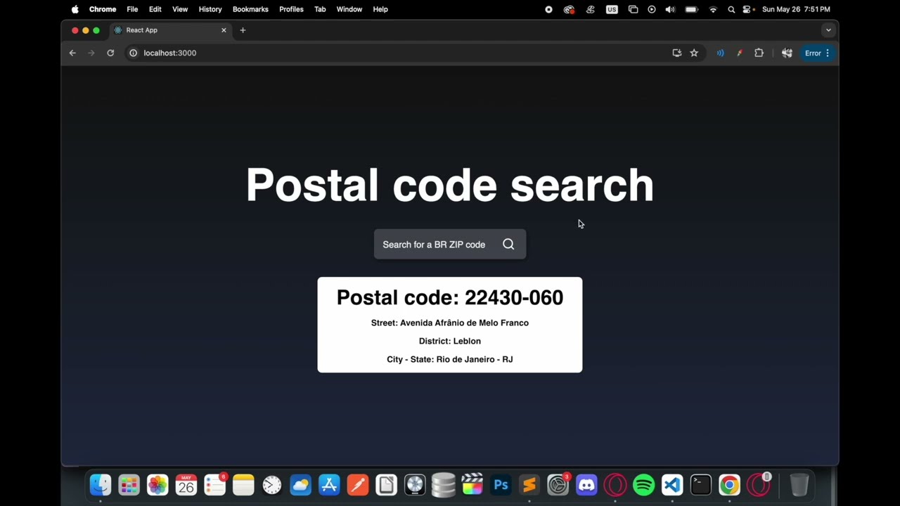 React Searcher Project: Exploring Postal Codes with React JS API