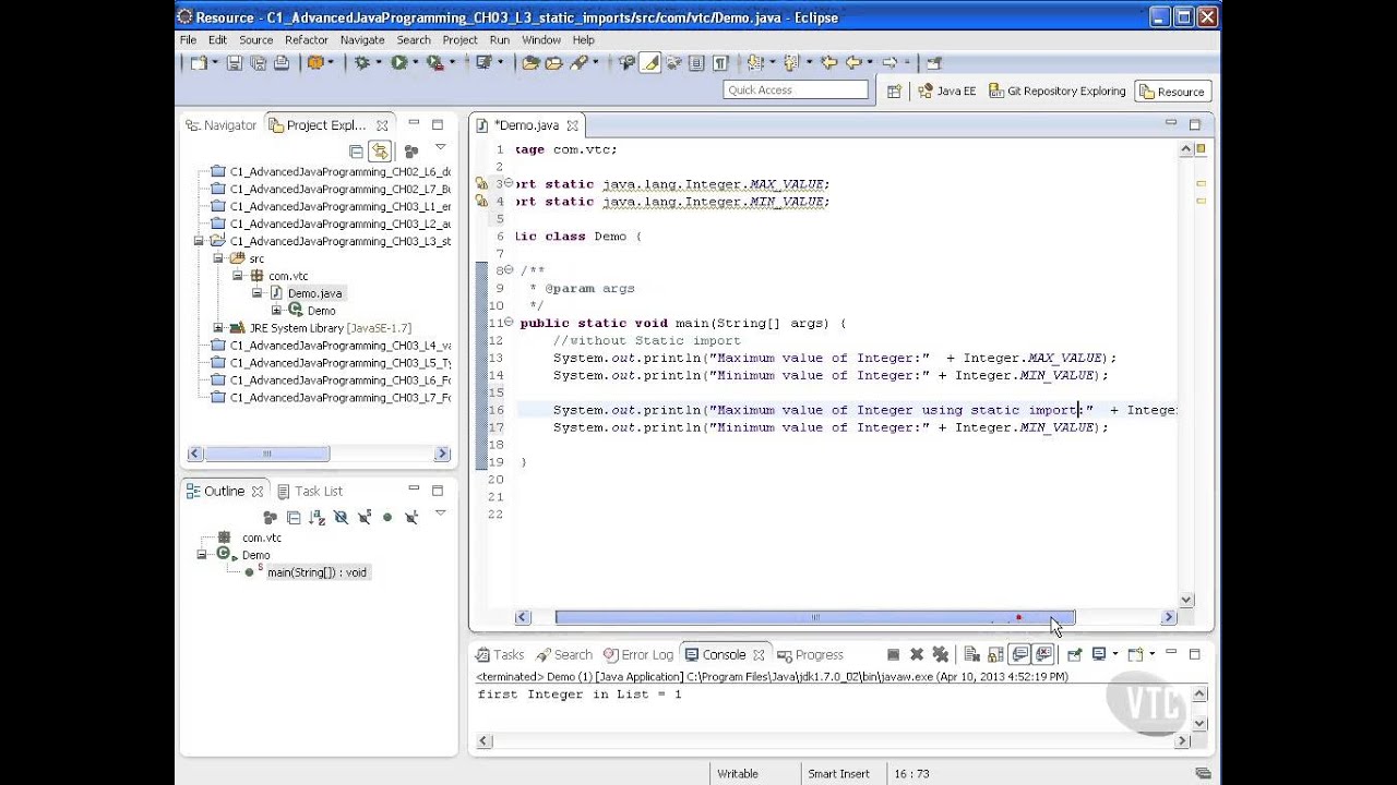 Advanced Java tutorial - Static Imports
