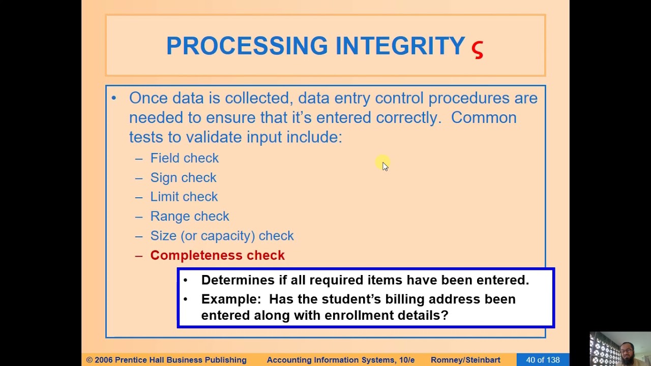 7 Information System Reliability   Processing Integrity II