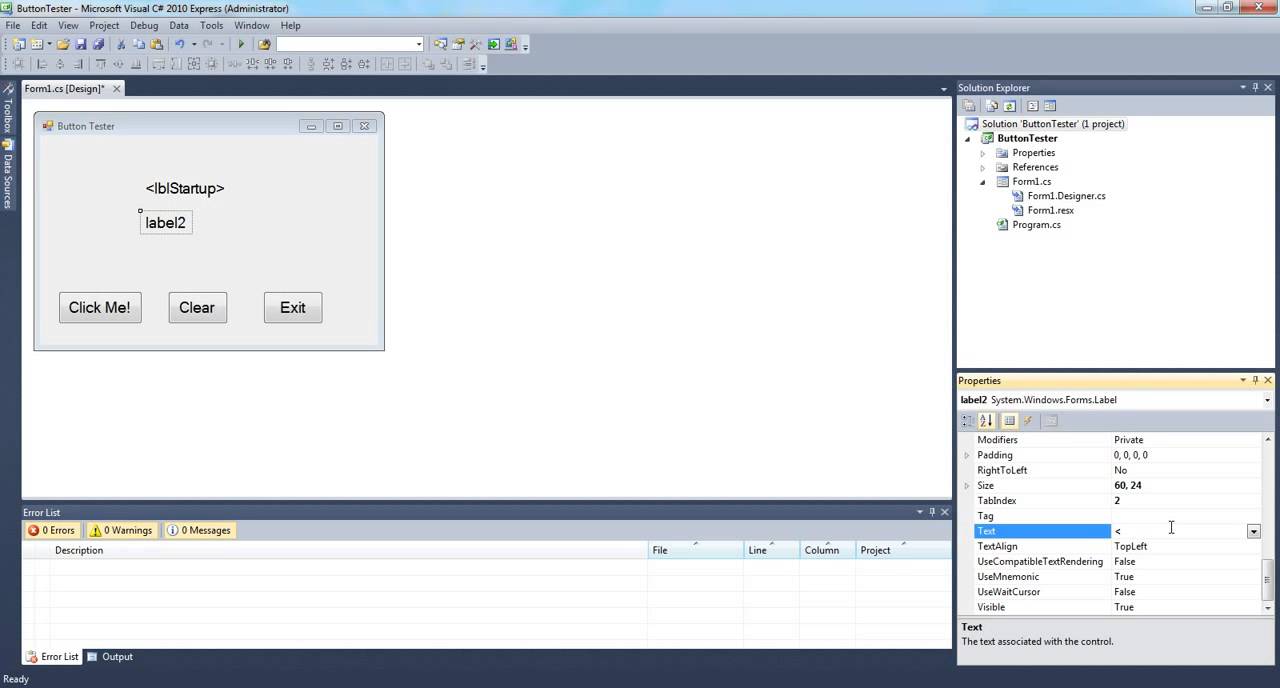 C# Form Load and Button Click Events