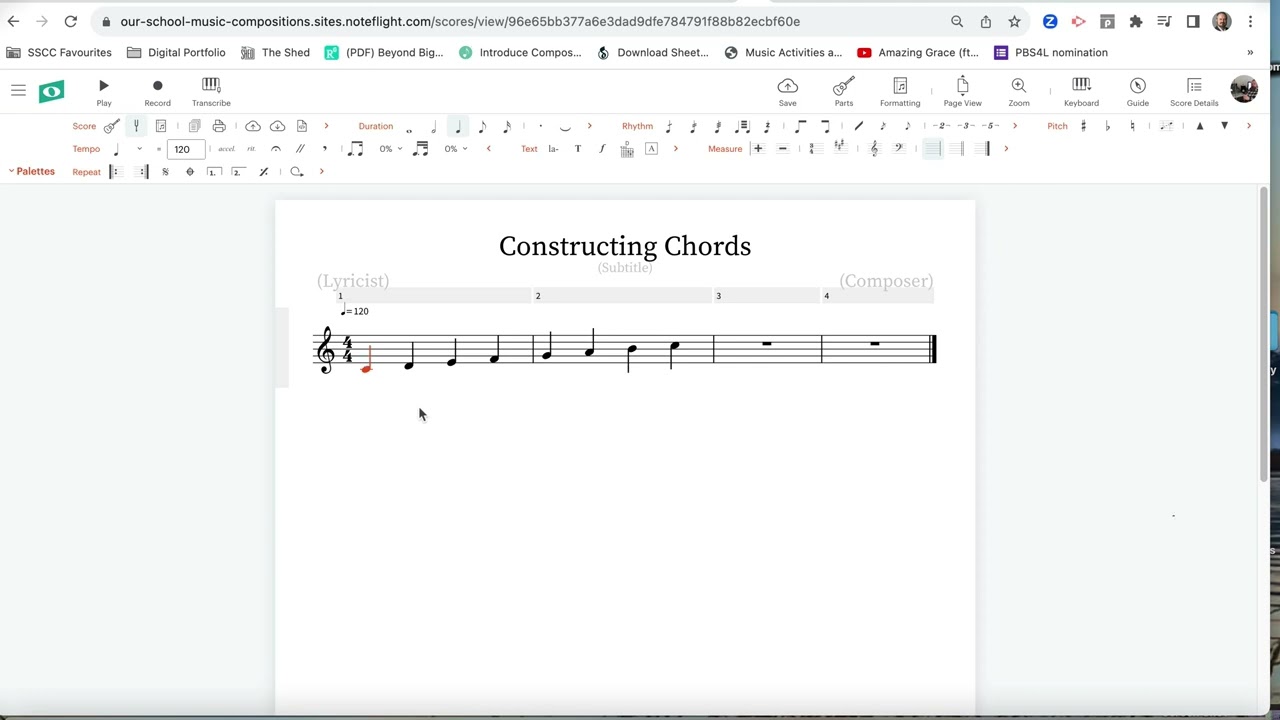 Noteflight - Constructing Chords I, IV & V in C Major in
