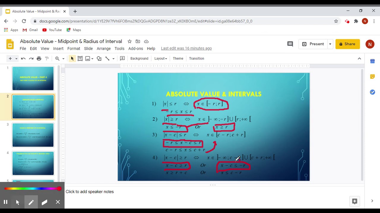 Absolute Value (Midpoint & radius of an interval)