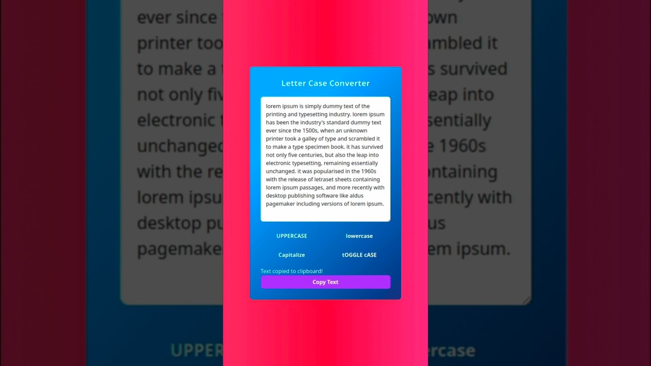 Letter Case Converter | JavaScript Text Transformation Tool | WebCraft & Devs #coding #coding  #css