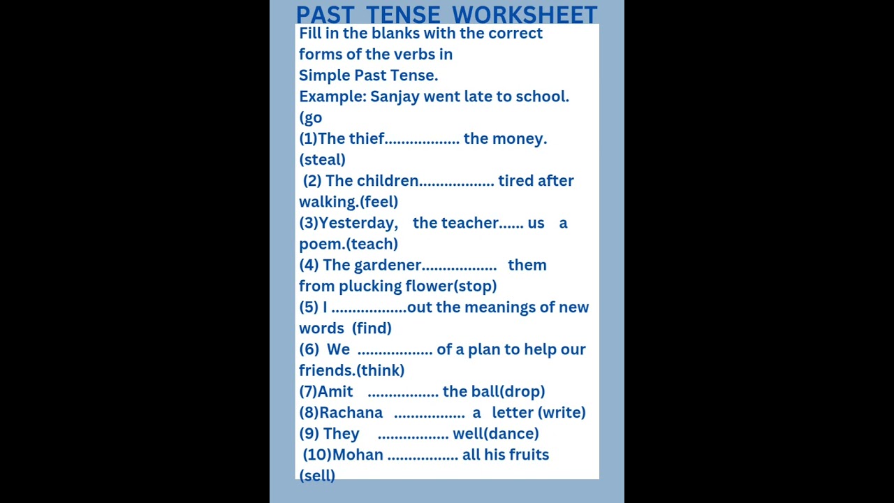 Master Past Tense in Minutes! 📝✨ Perfect your grammar with this quick and fun worksheet!