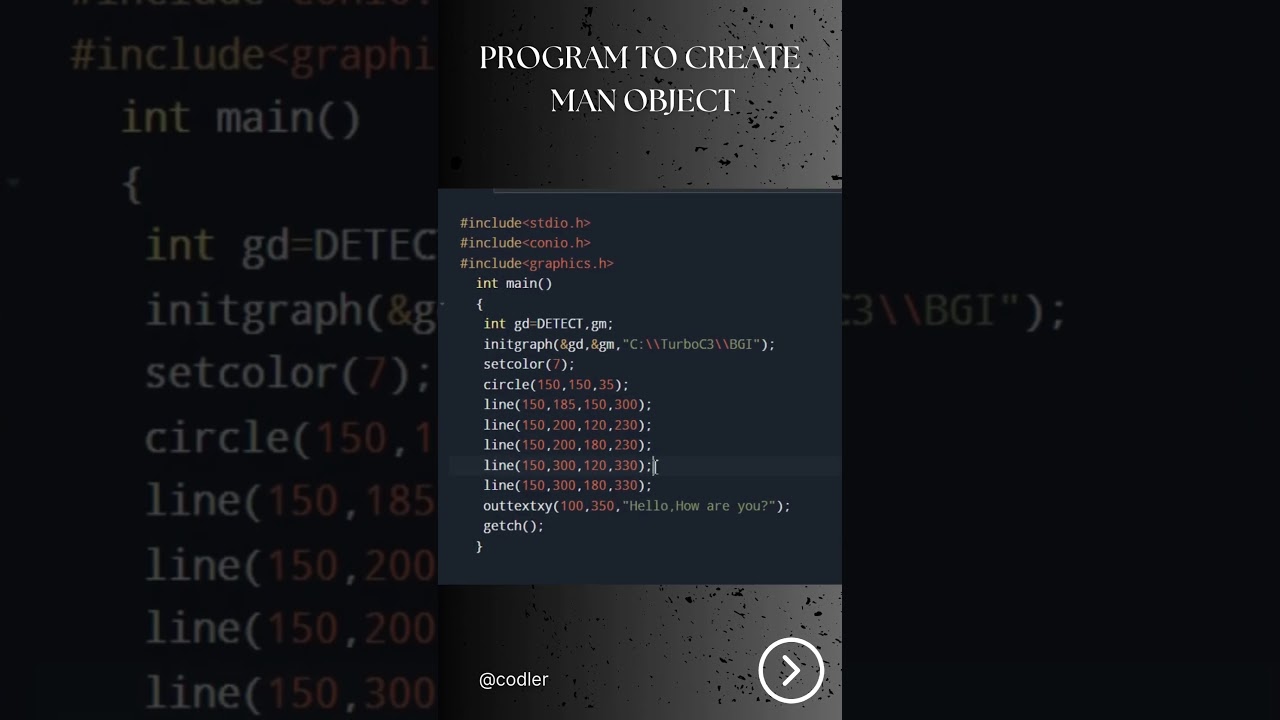 Program to create a man object || Graphics || C-Programming || @CodlerOfficial