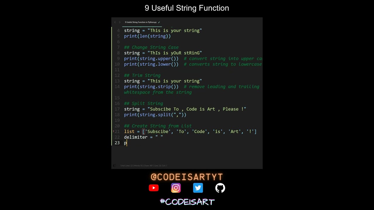 9 Useful String Function in Python | Python Examples | Python Coding Tutorial | Python Interview