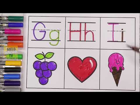 Learn to write Alphabets G,H, I and the words starting with these letters| Grapes, Heart, Ice cream