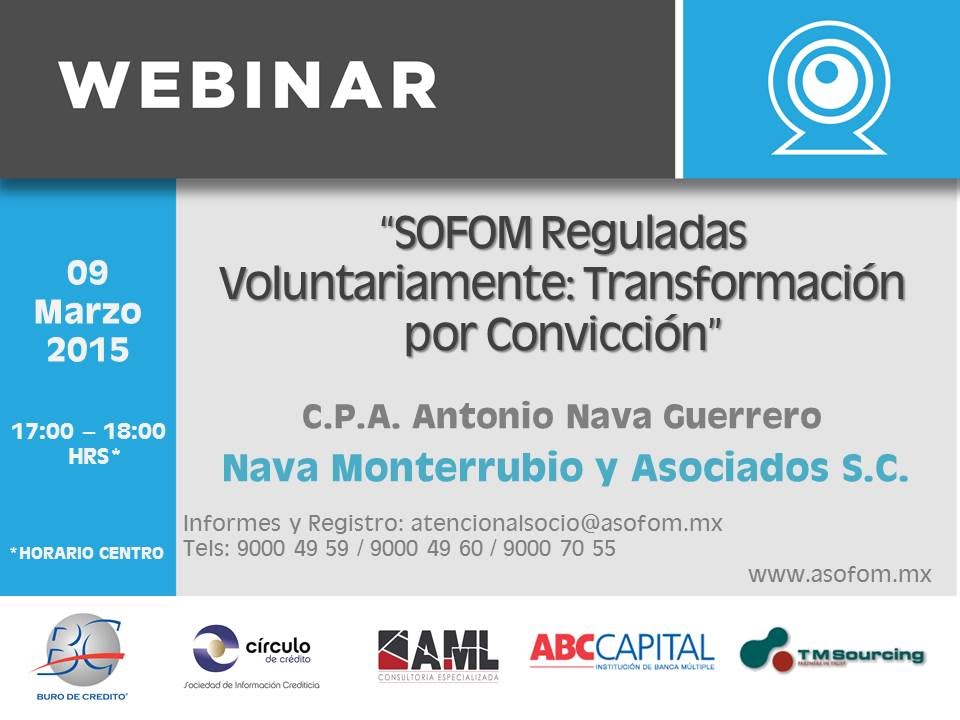 Webinar: SOFOM Reguladas Voluntariamente, Transformación por Convicción