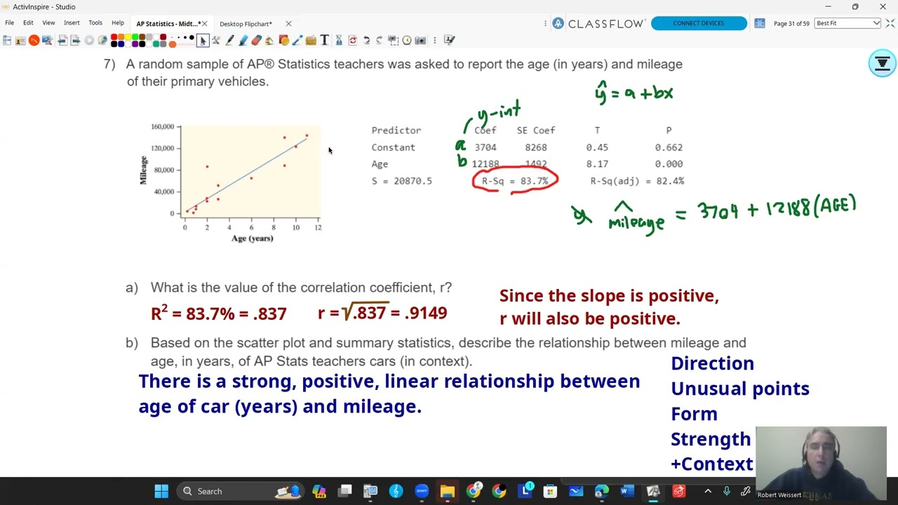 AP Statistics - Chapter 3 Midterm Review - 2 variable data