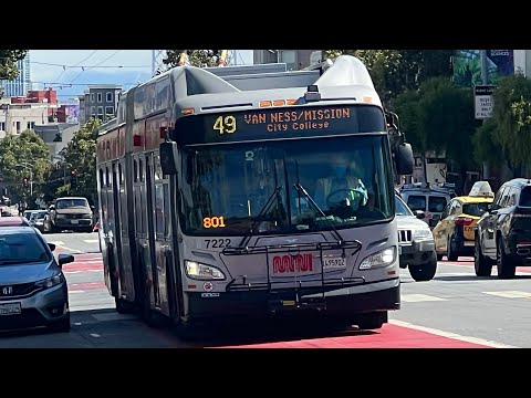 San Francisco MUNI 2015 New Flyer Xcelsior XT60 7222 on route 49 Van Ness/Mission