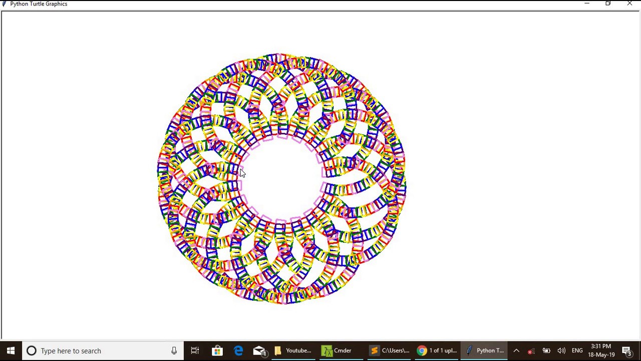 Python Turtle Graphics Rainbow Square Wheel