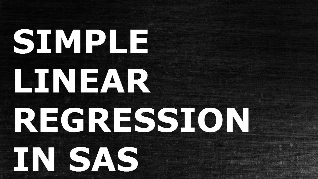 Simple Linear Regression in SAS | OLS || Data Science