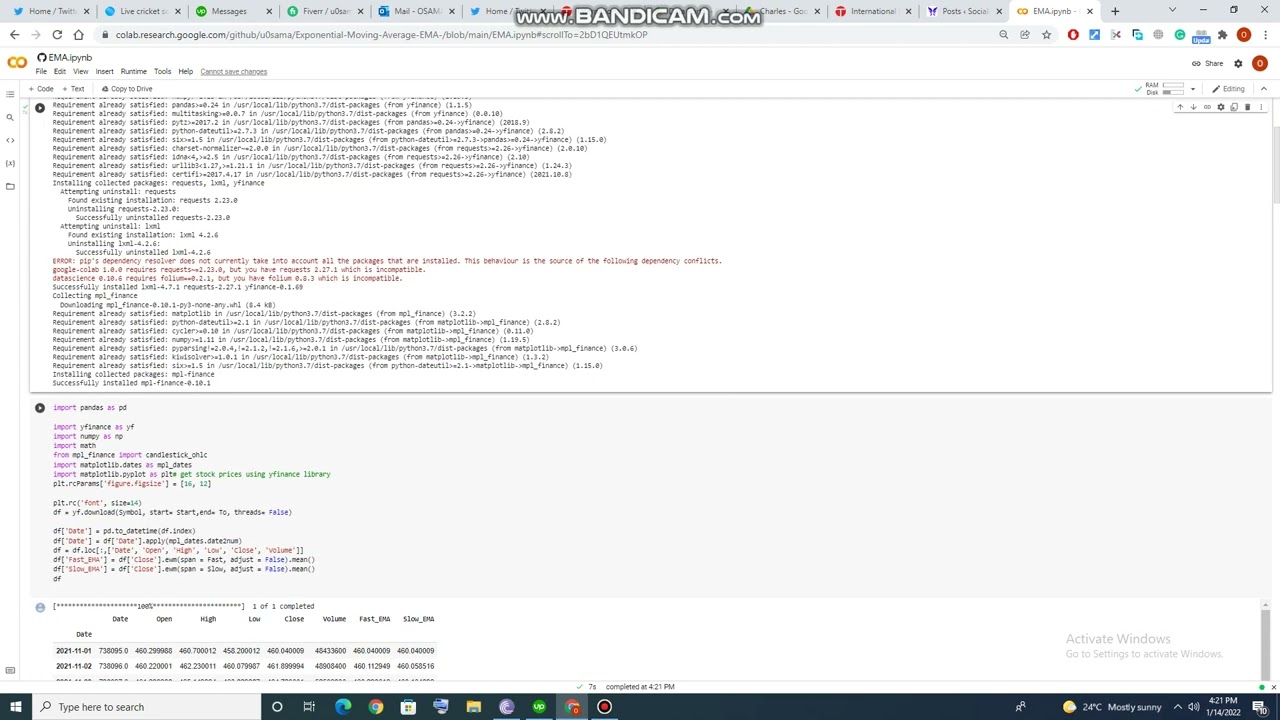 Exponential Moving Average EMA Python #python