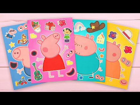 [ToyASMR] NEW Decorate Sticker Book with Peppa Pig Family #paperdiy #asmr #peppapig #daddypig