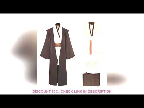 Realistic Jedi Costume for Halloween or Cosplay with Belt and Boots2024 New Cos As Obi-Wan Kenobi  C