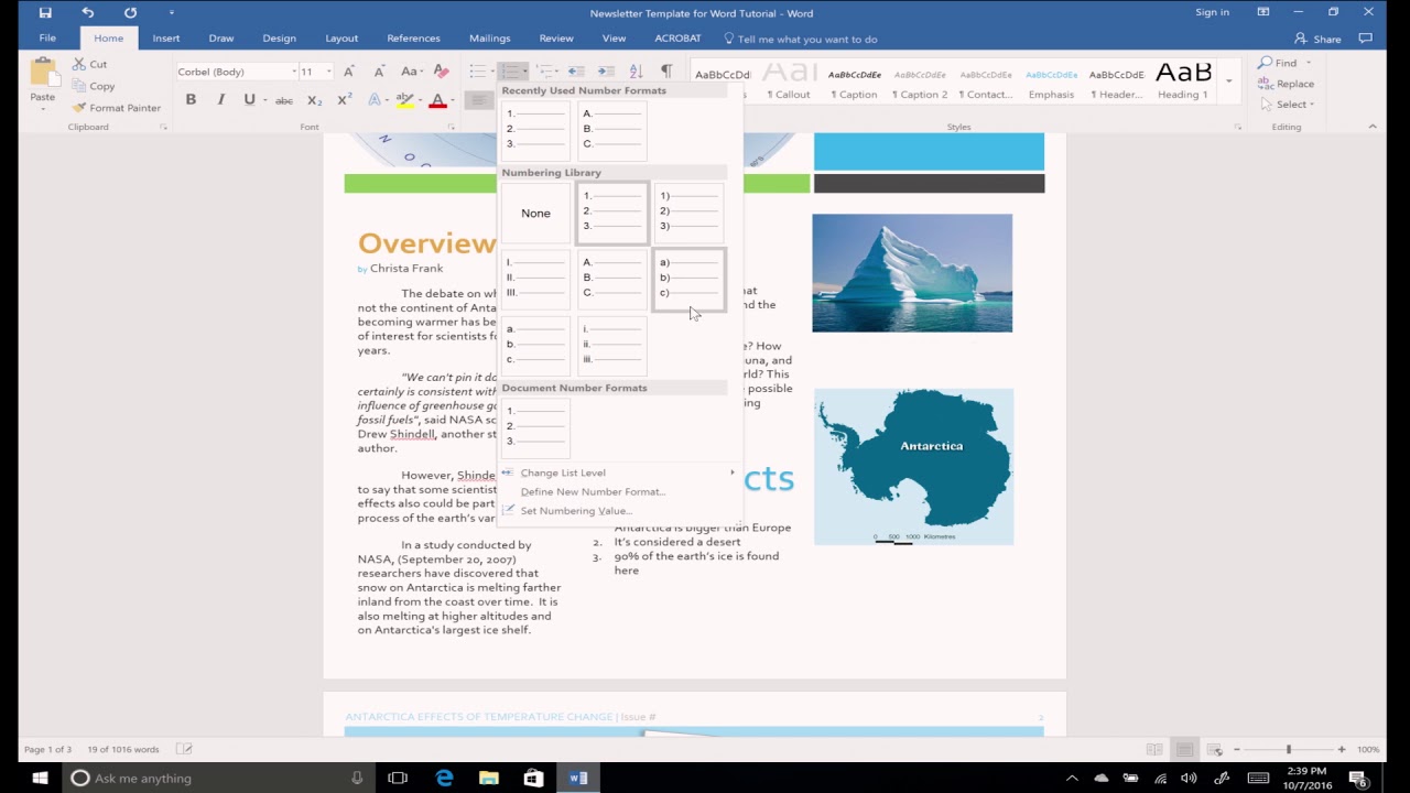 Microsoft Word 2016 - Module 10: Create and Modify a List