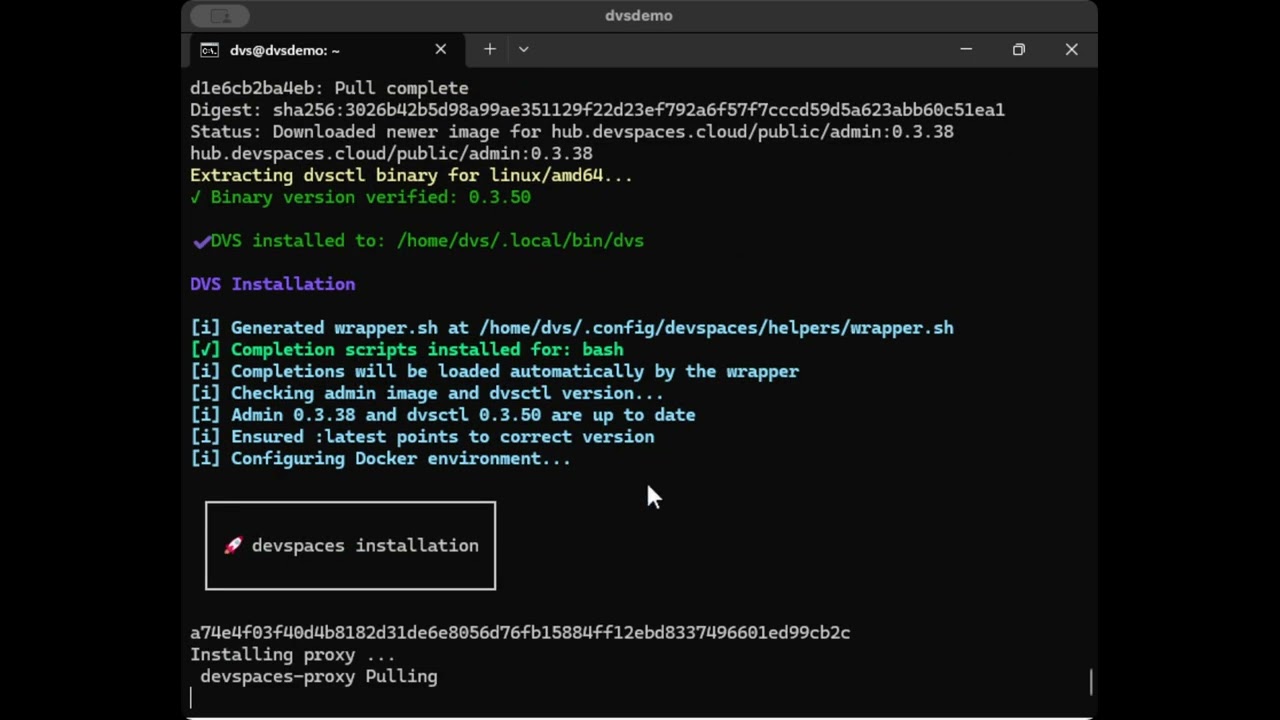 devspaces installation