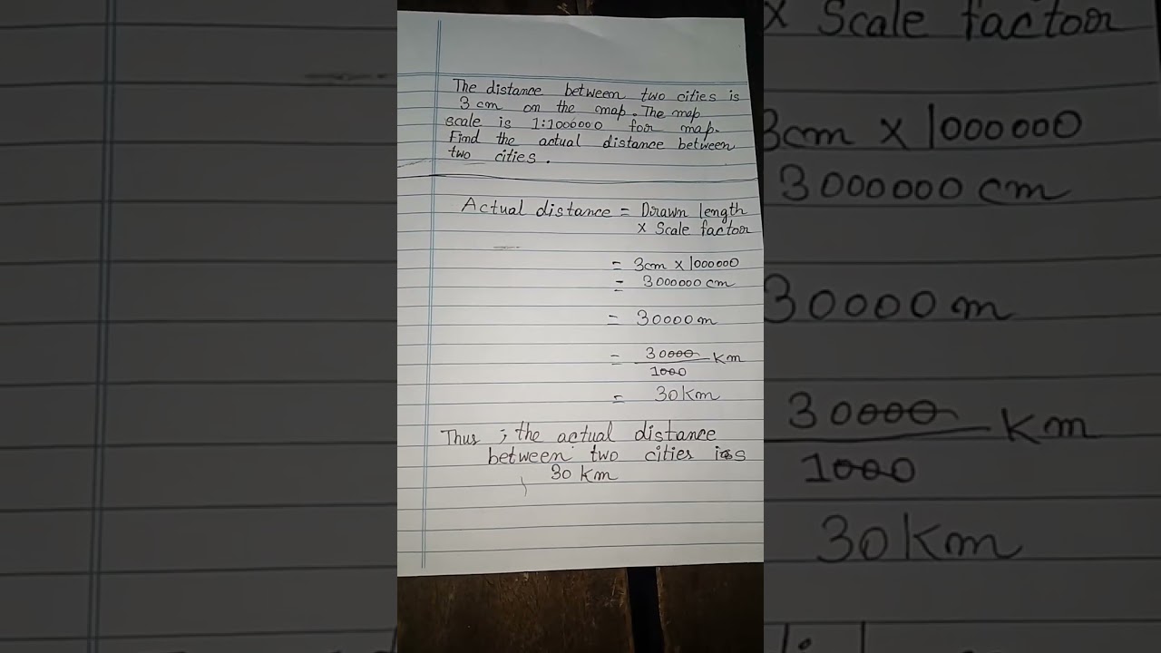 The distance between to cities is 3cm on the map the map scale is 3:1000000.Find the actual distance