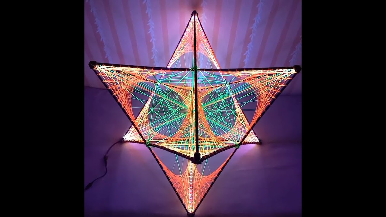 Big LED fluorescent string art Merkaba, made on order