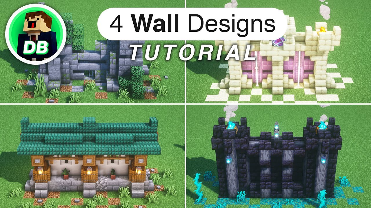 Minecraft: How to build 4 Wall Designs (Tutorial) - Minecraft Builders