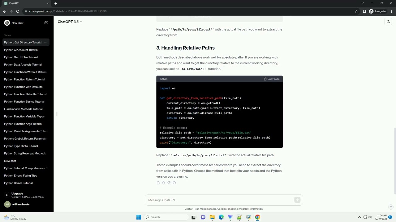 python get directory from file path