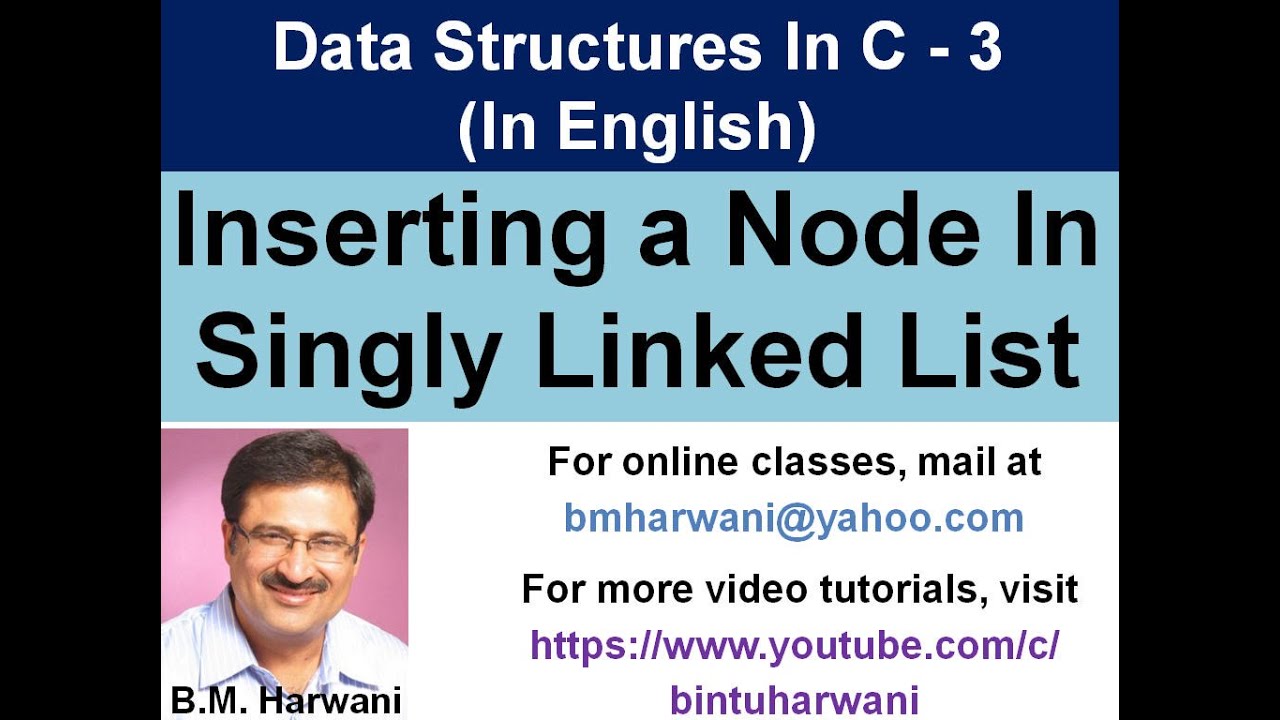 C Program For Inserting A Node In a Singly Linked List, Data Structures (in English)