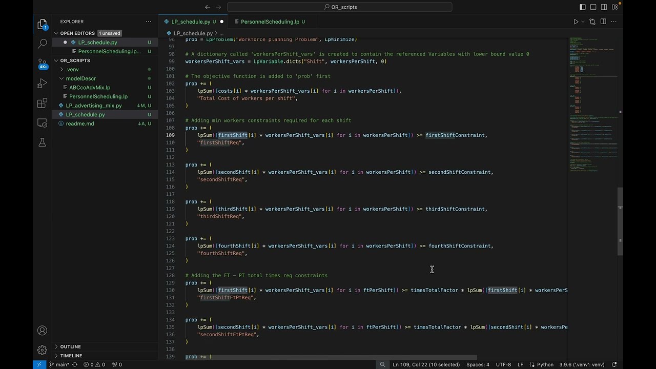 ORM Basics - Workforce Planning Using PuLP Python package