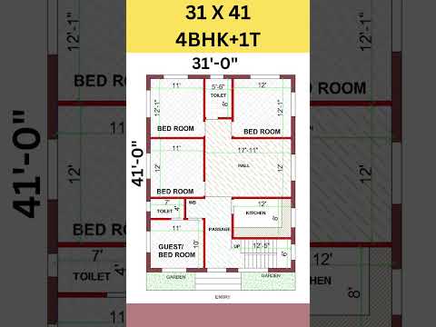 31X41 home plan design with 4 bed room, 31 by 41 ka naksha, 31*41 #shorts #homeplan #housedesign