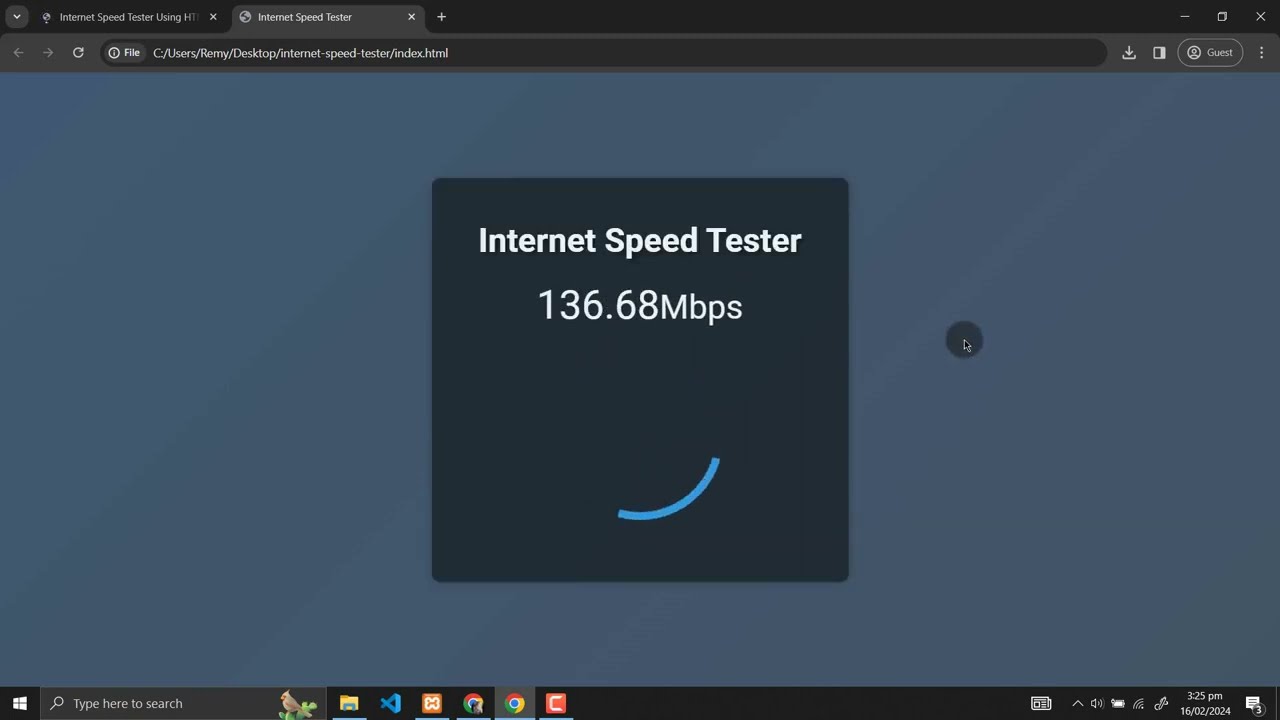 Internet Speed Tester Using HTML, CSS and JavaScript with Source Code