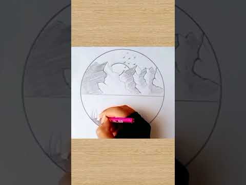 Easy Mountain Scenery Drawing in 30 Sec | Art by Qandeel #shorts #viralshorts