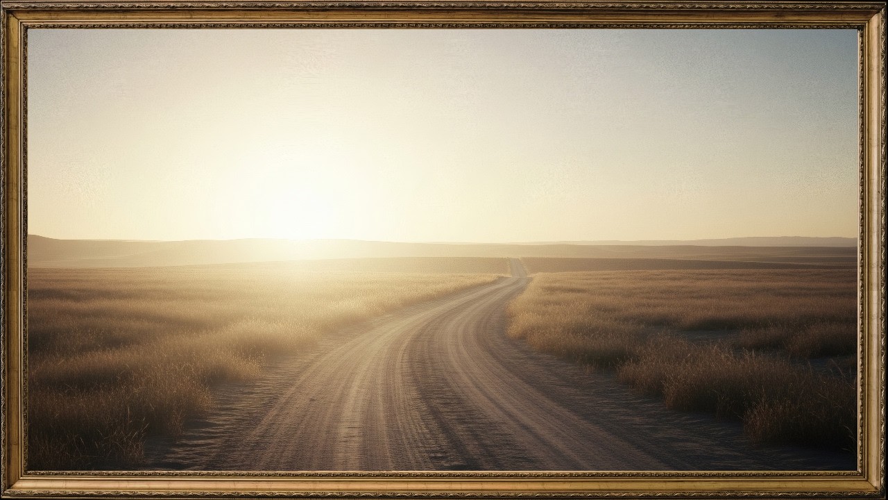 Golden Dust Road at Sunrise 🌅 Minimal 4K Nature Wallpaper for TV | Calm Open Landscape Ambience