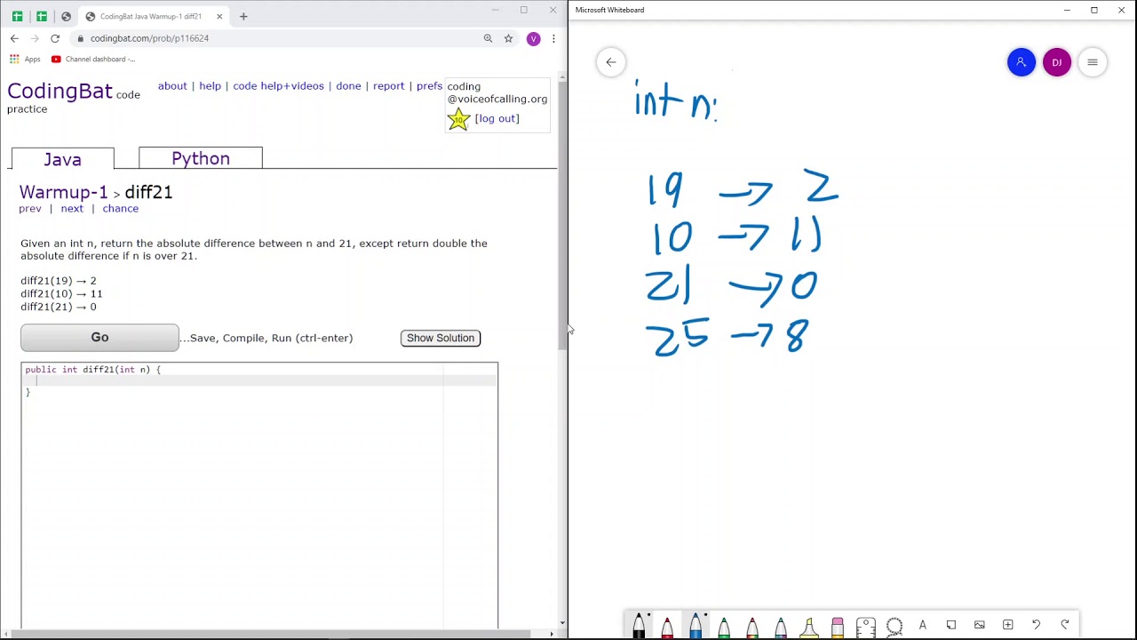 Warmup-1 (diff21) Java Solution || Codingbat.com