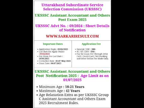 UKSSSC Assistant Accountant Recruitment 2025