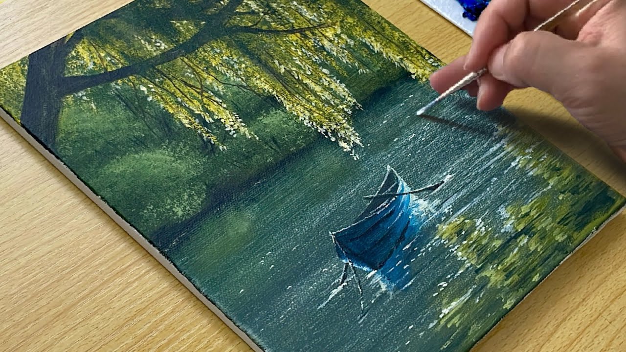 Relaxing Lake Painting Tutorial - Easy Acrylic Art for Beginners