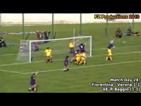 Serie A 1988-1989, day 28 Fiorentina - Verona 1-1 (R.Baggio goal)