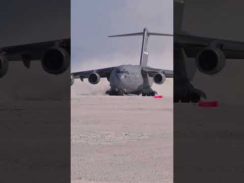 C-17 Globemaster III Aircraft Takeoff With Full Engines Thrust #c17globemaster #usairforce #usaf