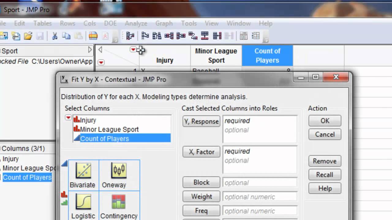 Contingency Tables tutorial for PC