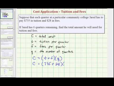 Ex: Determine Total Cost of School with Tuition and Fees | Math Help ...
