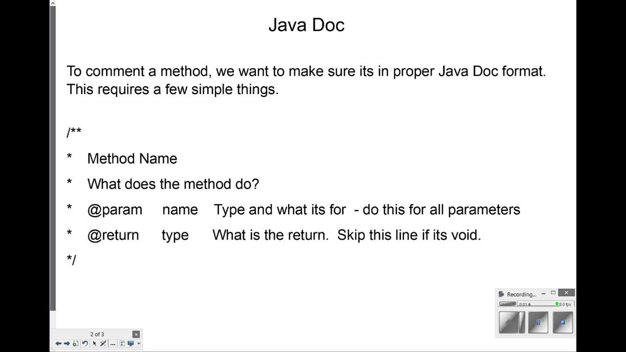 Method header and comment