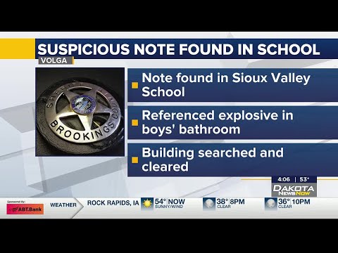Note found in Sioux Valley School referencing explosives on Monday