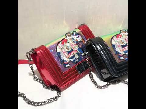 Cute cartoon patchwork with rivet color block crossbody bag