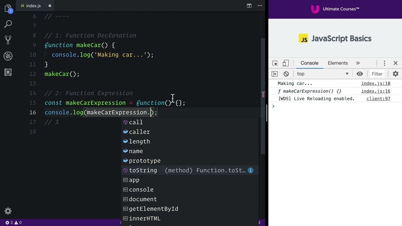 Ultimate JavaScript Basics 26 - Functions In-Depth - Function Declarations and Expressions
