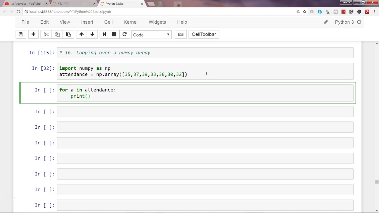 Python 3 Programming Tutorial 9 | Loops | How to iterate over python numpy array using for loop