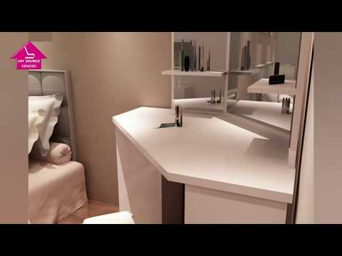 White Corner Dressing Table Woman Make Up Vanity Mirror Bedroom Dresser(JOYSOURCE WOOD FURNITURE)