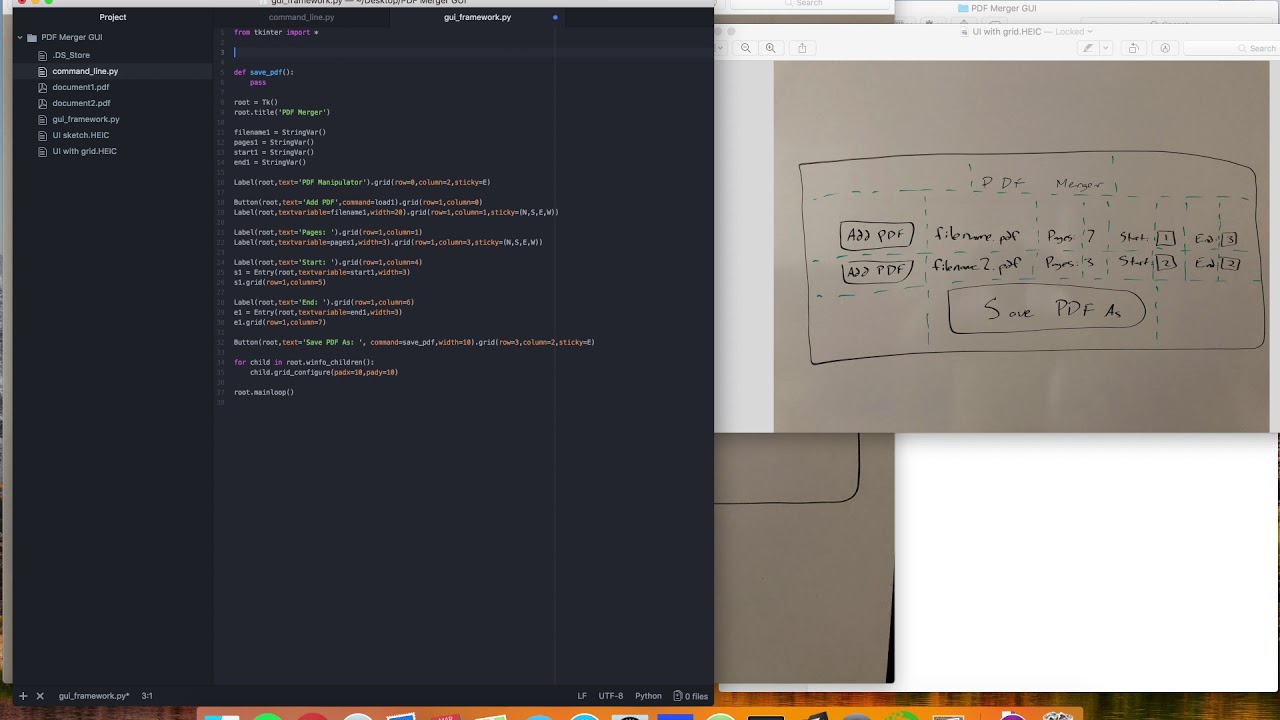 2 - Python PDF Merger GUI Layout