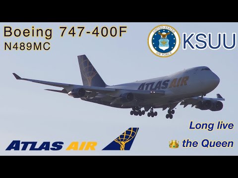 Atlas Air 747F Landing @ Travis Air Force Base| Atlas Air| KSUU| Boeing 747-400F
