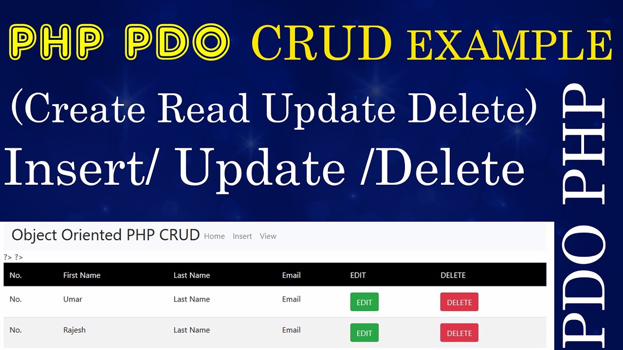 Part - 6 6 (2019) CRUD Update PDO | Insert Update Delete using PHP  PDO