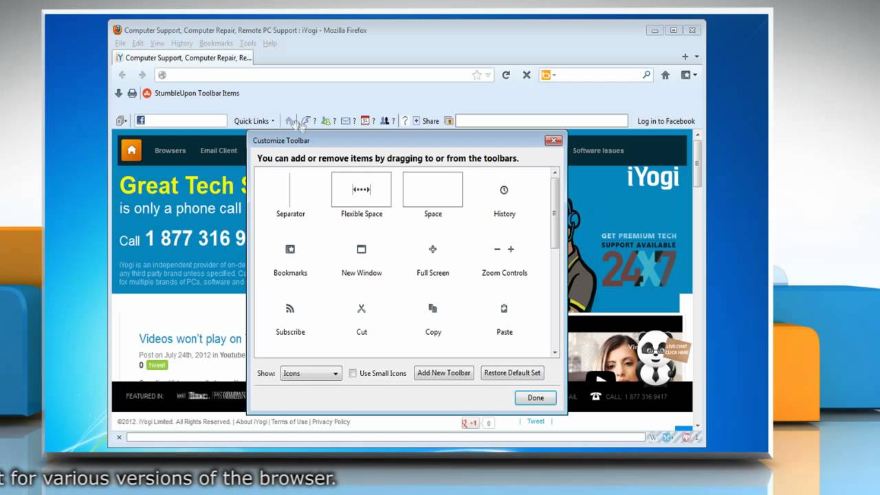 How to customize Mozilla® Firefox toolbar items