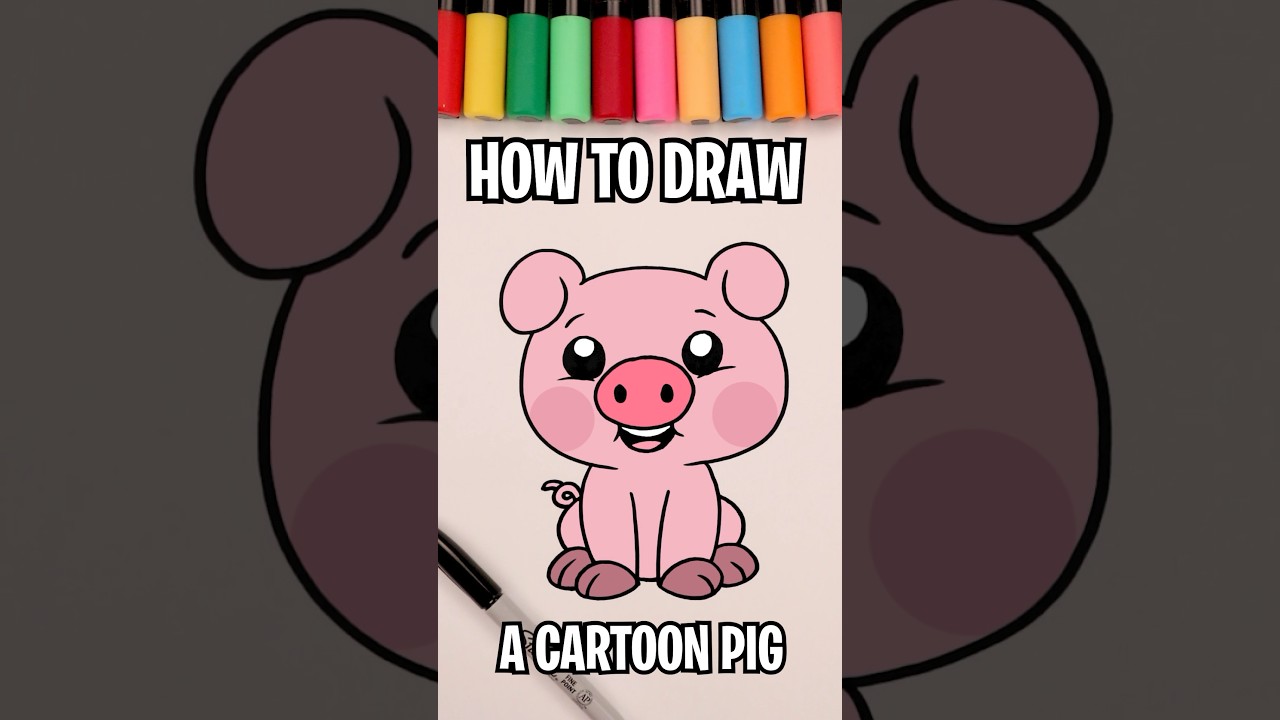 How To Draw a Cartoon Pig 🐷🌈🥓