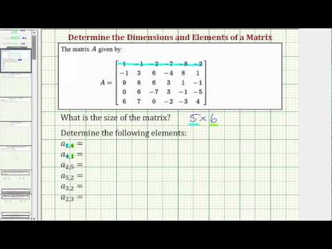 Ex: Determine the Dimensions and Elements of a Matrix | Math Help from ...